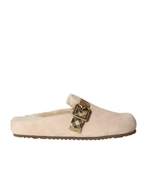 Burberry Mules With Checked Strap Detailing - Nude
