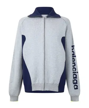 Balenciaga Color Block Zip-up Track Jacket - Gray