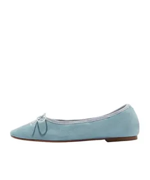 AeydĒ Suede Slip-on Ballet Flats With Bow Detailing - Blue