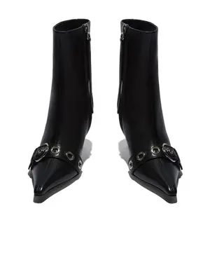 AeydĒ Solid Color Ankle Heeled Boots - Black