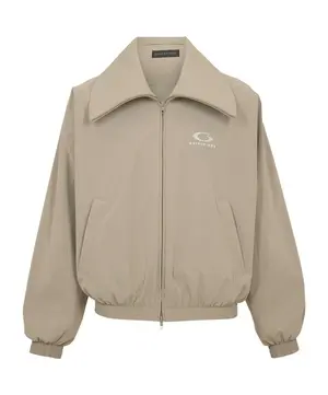 Balenciaga Solid Color Turtleneck College Baseball Jacket - Nude