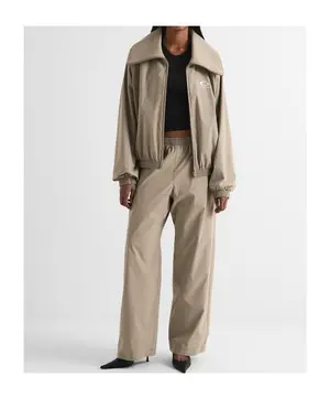 Balenciaga High Collar Zip-up Varsity Jacket - Nude