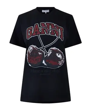 GANNI Versatile Printed T-shirt - Black