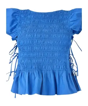 GANNI Angel Sleeve T-shirt - Blue