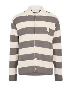 AMI Paris Striped Knit Cardigan With Applique