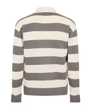 AMI Paris Striped Knit Cardigan With Applique