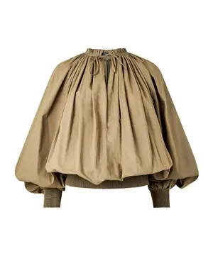 Balmain Gathered Neck Long Sleeve Blouse