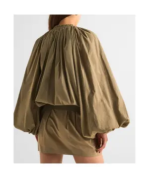 Balmain Gathered Neck Long Sleeve Blouse