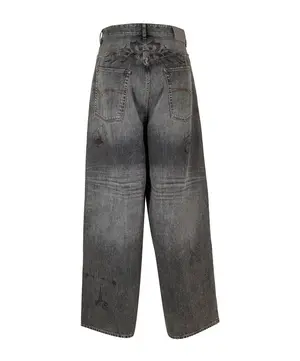 Balenciaga Wide Leg Jeans With Embroidered Details