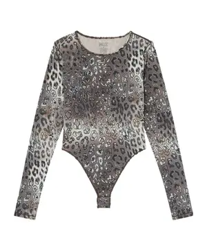 DIESEL® Round Neck Long Sleeve Bodysuit - Gray