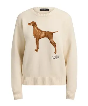 Ralph Lauren Crew Neck Jumper With Dog Motif - Nude