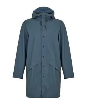 Rains Hooded Snap-button Raincoat - Blue