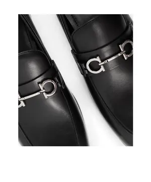 FERRAGAMO Polished Leather Loafers With Horsebit Detail