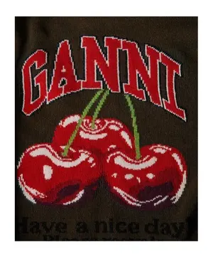 GANNI Oversized Graphic Jumper With Cherry Motif