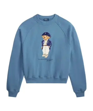 Polo Ralph Lauren Crewneck Sweatshirt With Embroidered Bear Graphic - Blue