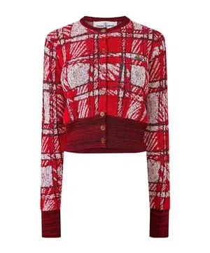 VIVIENNE WESTWOOD Check Cropped Knit Cardigan