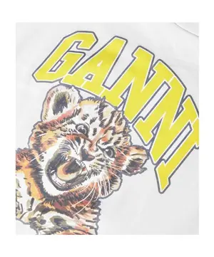 GANNI Tiger Print Crewneck T-shirt
