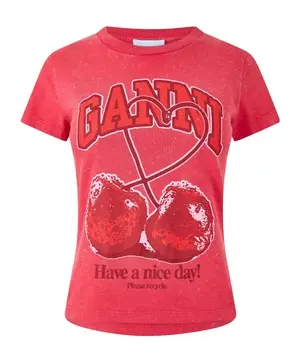 GANNI Cherry Print Short Sleeve T-shirt