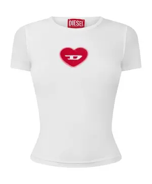 DIESEL® Fitted Cropped T-shirt With Heart Graphic