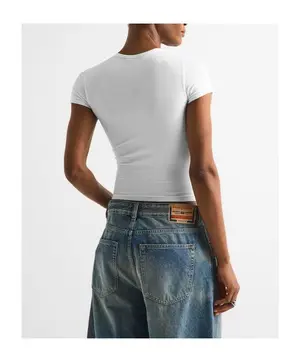 DIESEL® Fitted Cropped T-shirt With Heart Graphic