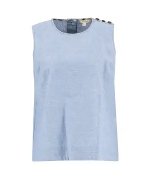Barbour Sleeveless Crewneck Tank Top With Button Detail - Blue