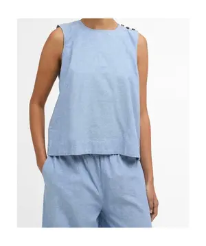 Barbour Sleeveless Crewneck Tank Top With Button Detail