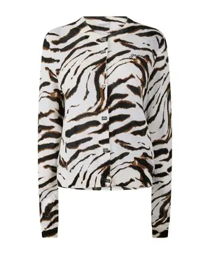 GANNI Ganni Tiger Print Cardigan White
