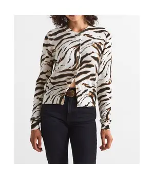 GANNI Tiger Print Cardigan - White