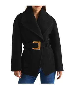 Balmain Short Wool Wrap Coat
