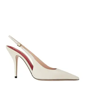 Valentino Garavani Slingback Stiletto Pumps In Smooth Leather - White