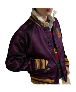Polo Ralph Lauren Two-tone Satin Bomber Jacket - Purple