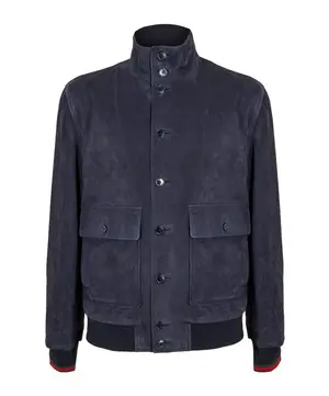 Gucci Oversized Suede Bomber Jacket - Black