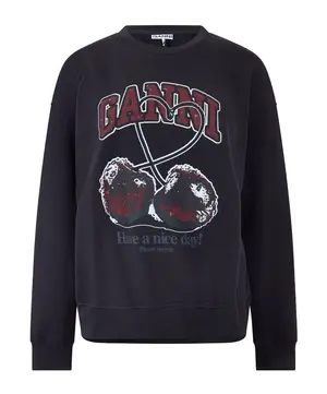 GANNI Printed Crewneck Sweatshirt - Black