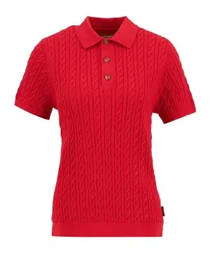 Barbour Cable Knit Short Sleeve Polo Neck Jumper