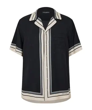 Dolce & Gabbana Vertical Striped Short Sleeve Shirt - Black