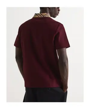Burberry Classic Plaid Collar Polo Shirt - Red