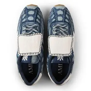 Amiri Tie-dye Denim Star Appliqué Low-top Sneakers