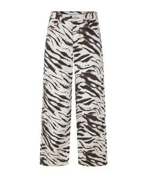 GANNI Printed Denim Straight Leg Jeans - White