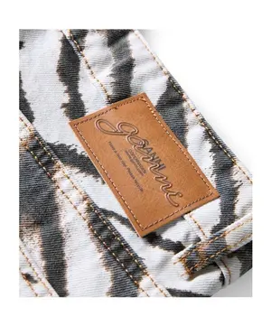 GANNI Printed Denim Straight Leg Jeans - White