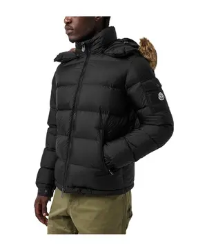 Moncler Cropped Quilted Down Puffer Jacket With Fur Hood