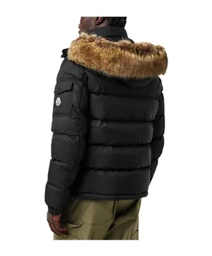Moncler Cropped Quilted Down Puffer Jacket With Fur Hood