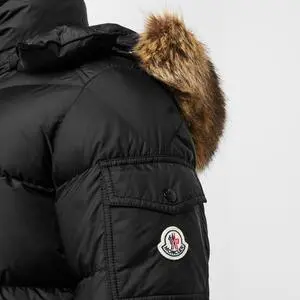 Moncler Cropped Quilted Down Puffer Jacket With Fur Hood