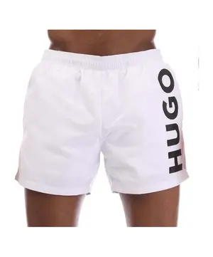 Hugo Boss Abas Logo Print Swim Shorts - White