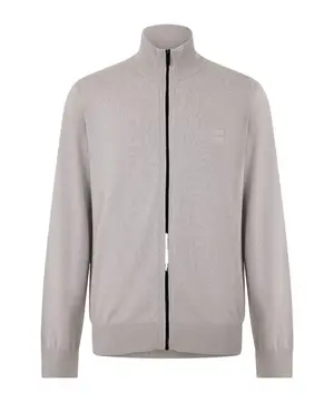Hugo Boss Zip-up Knit Cardigan - Gray