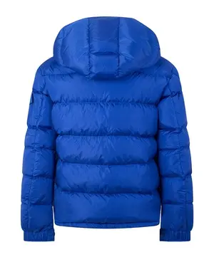 Moncler Cropped Down Puffer Jacket With Detachable Hood - Blue