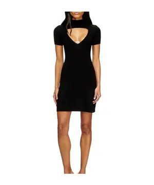 DIESEL® Ribbed Knit Cut-out Mini Dress - Black