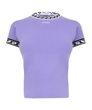 Versace Round Neck Knit Short Sleeve Top