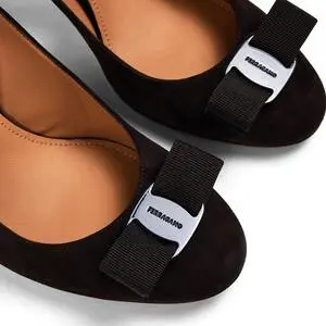 FERRAGAMO Suede Slingbacks With Sculpted Heel - Black