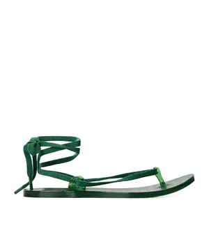 ANCIENT GREEK SANDALS Flat Thong Sandals With Tie Fastening - Green