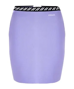 Versace Ribbed Knit Mini Pencil Skirt - Blue